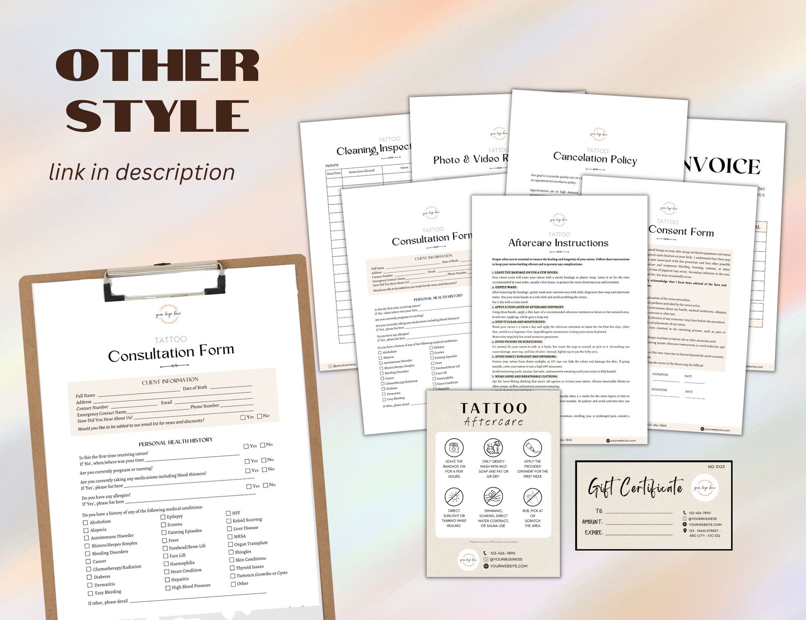 Tattoo Form Bundle Small Tattoo Form Editable Tattoo Consent - Etsy