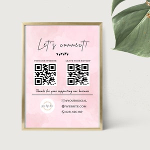 Editable Social Media QR Code Template, Small Business Sign Template ...