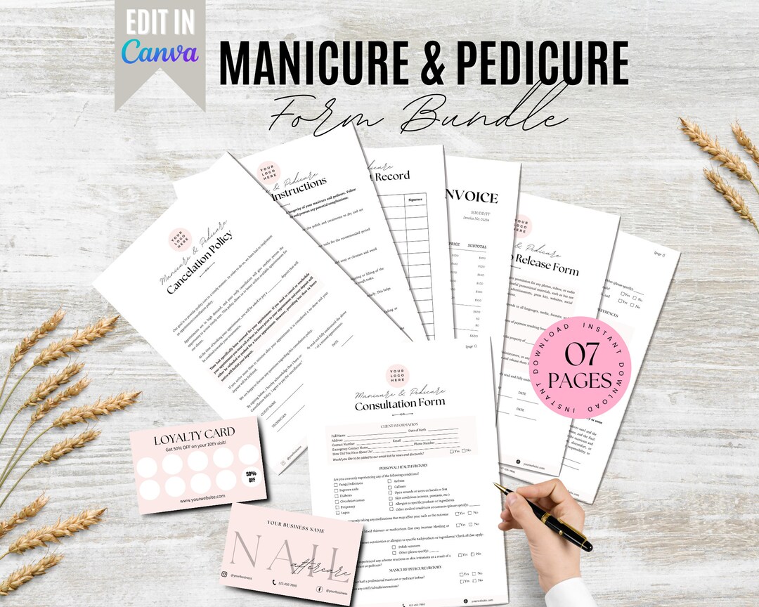 Nail Templates Manicure Pedicure Technician Nail Consent Form Nail ...