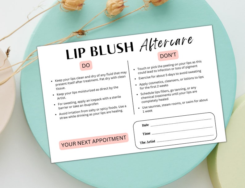 DIY Lip Blush Aftercare Template, PMU Aftercare Card, Design All in One ...