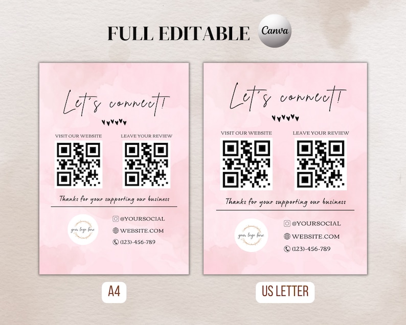 Small Business Sign Bundle Template Social Media QR Code - Etsy