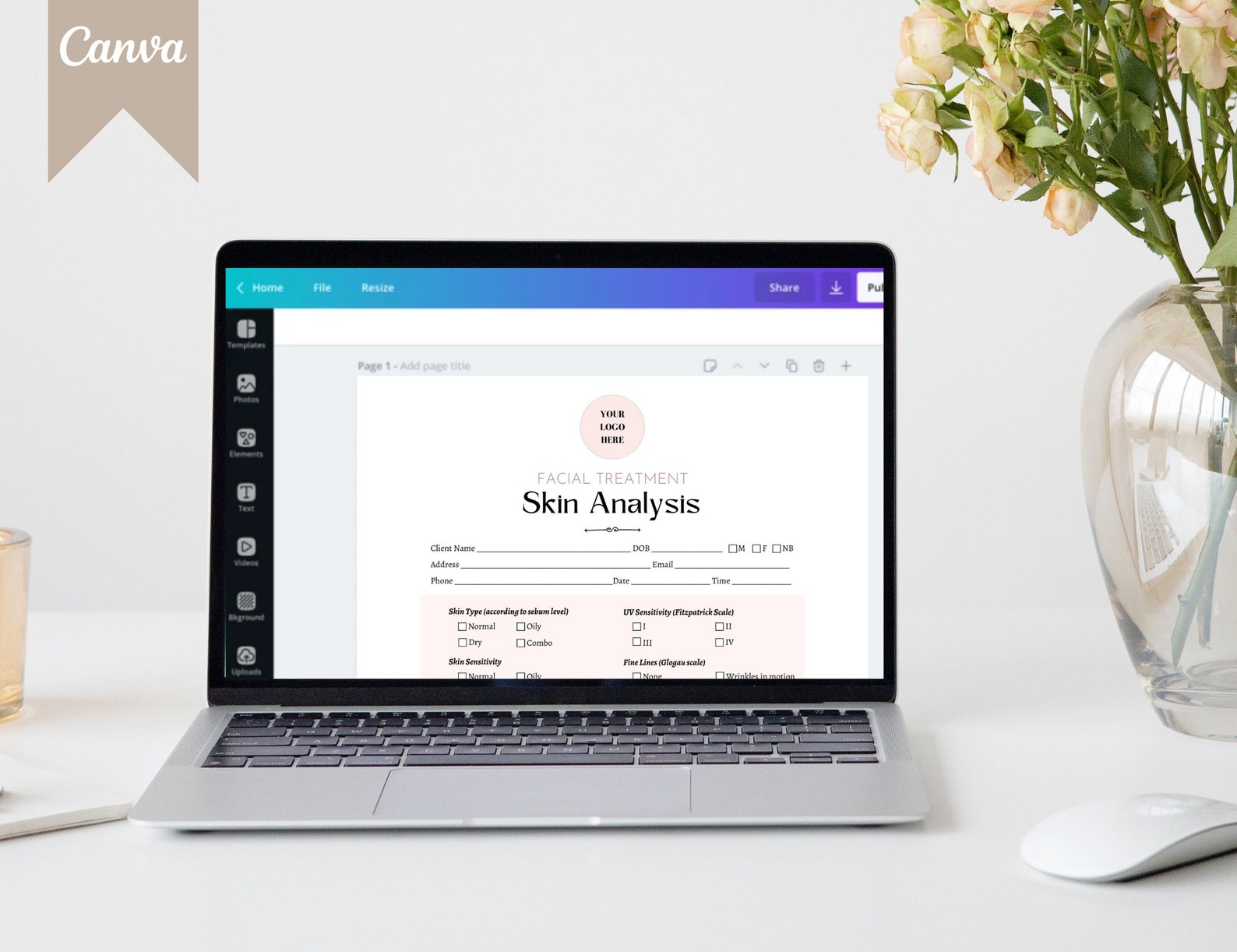 Skin Analysis Form, Facial Treatment Form Bundle, Printable Skincare ...