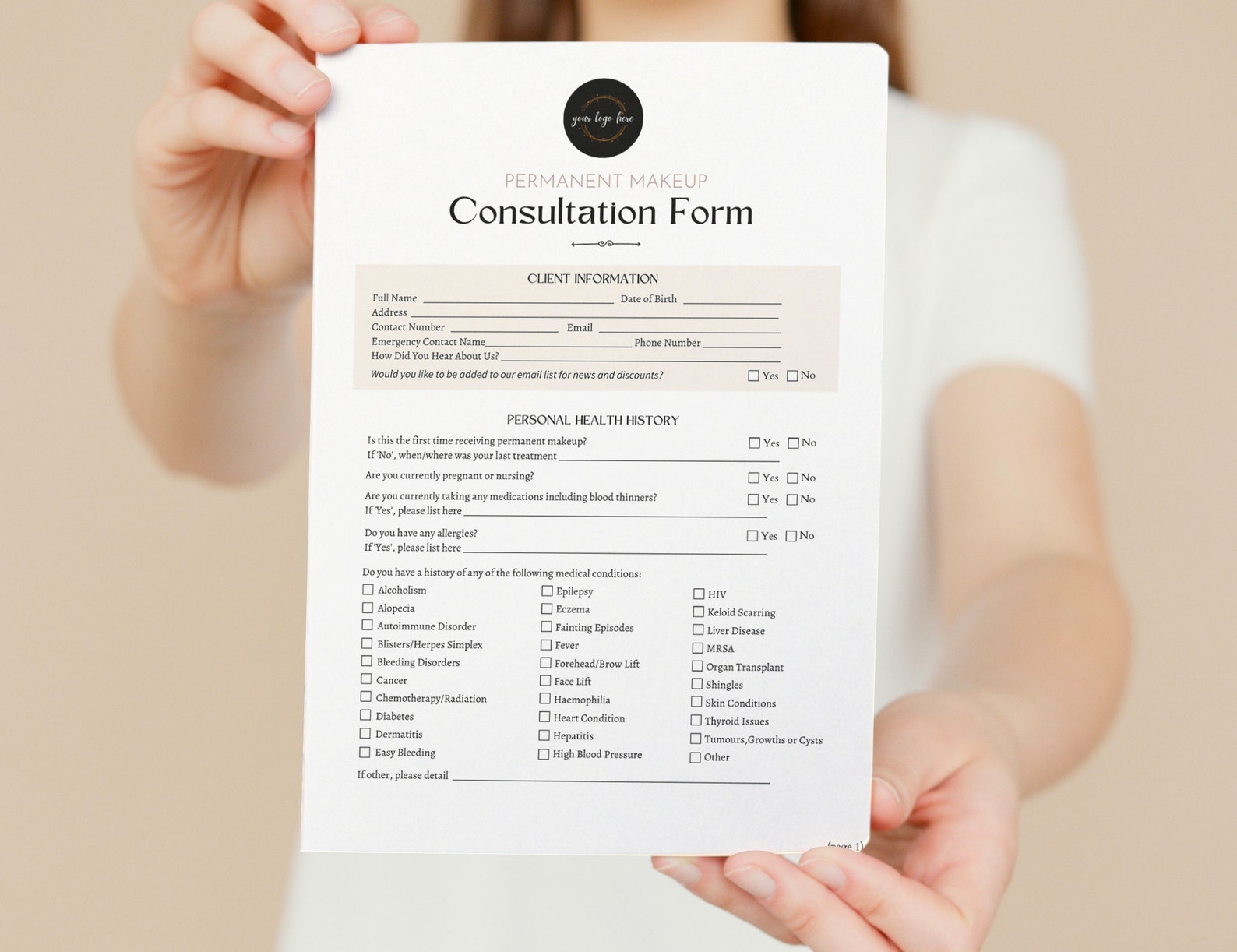 Microblading Consent Form, Consultation Editable PMU Client Intake ...