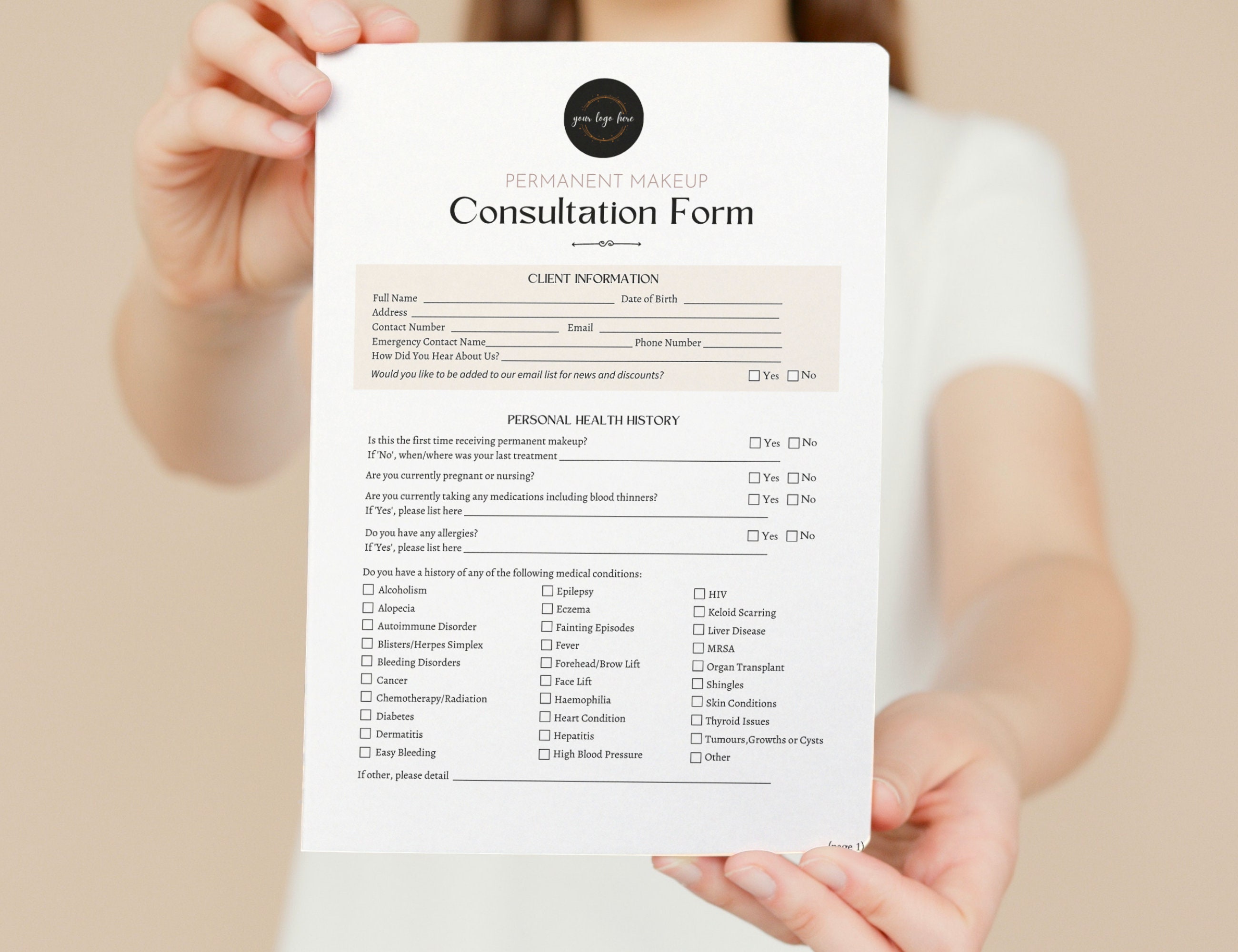 Microblading Consent Form Consultation Editable PMU Client - Etsy