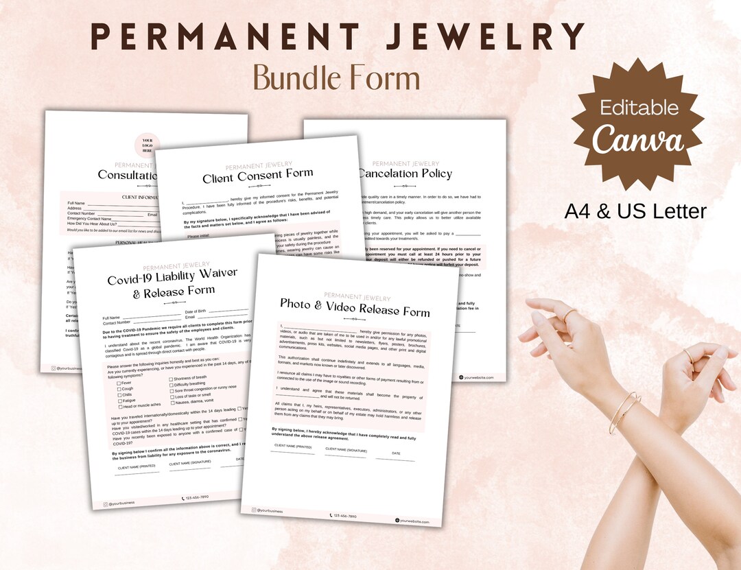 Permanent Jewelry Business Starter Pack, Editable Permanent Jewelry ...