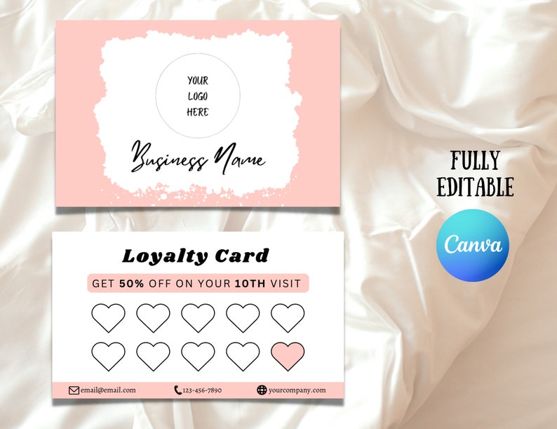 Modern Business Customer Loyalty Card Template, Editable Punch Loyalty ...