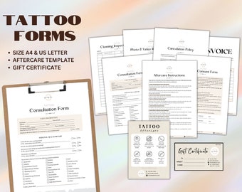 Tattoo Form Bundle, Small Tattoo Form, Editable Tattoo Consent Form ...