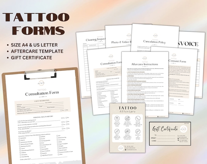 Tattoo Artist Document Bundle | Editable Tattoo Consent Form | Tattoo ...