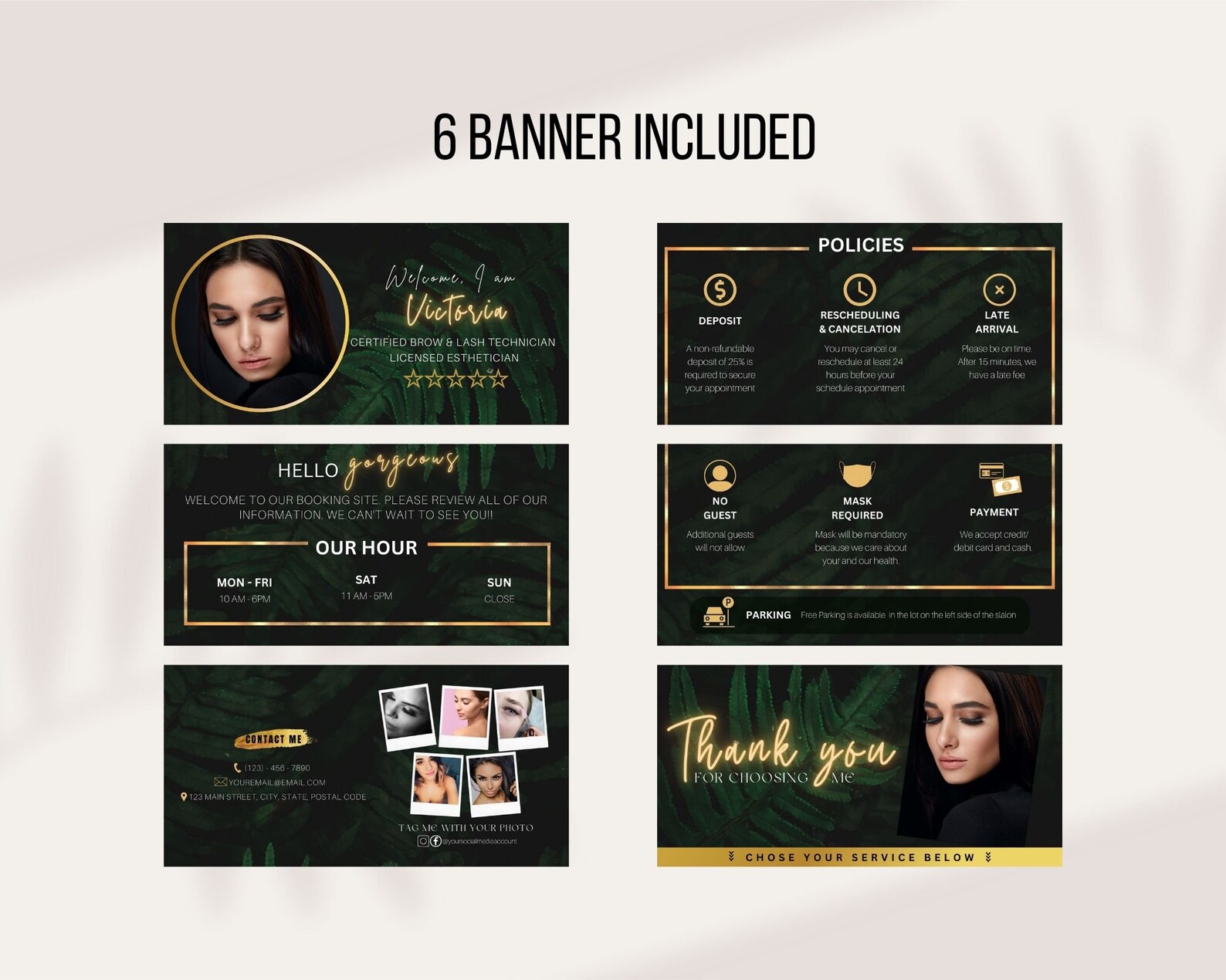 Tropical Editable Acuity Scheduling Template, Black Gold DIY Booking Site Template, Lash Tech ...