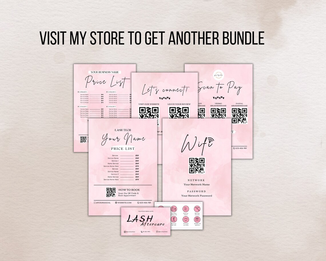 Small Business Sign Bundle Template, Social Media QR Code, Lets Get ...