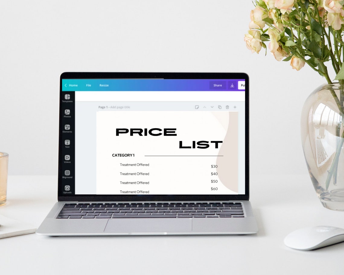 DIY Price List Template Editable Pricing List Template Beauty - Etsy Canada