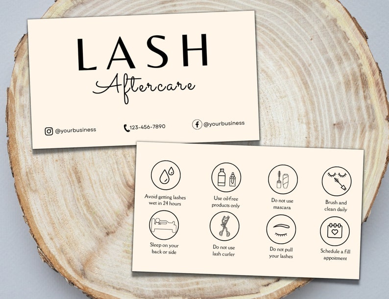 Lash Aftercare Card Template Canva Editable Lash Business - Etsy Canada