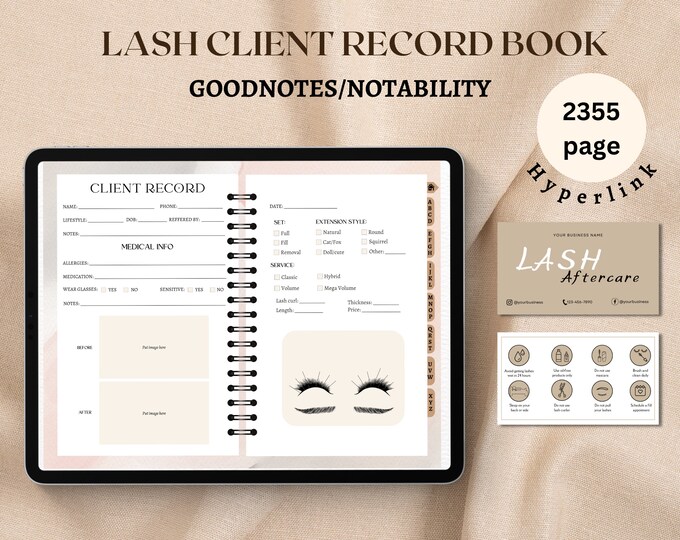 Digital Lash Client Record Book, Goodnotes, Notability, Eyelash ...