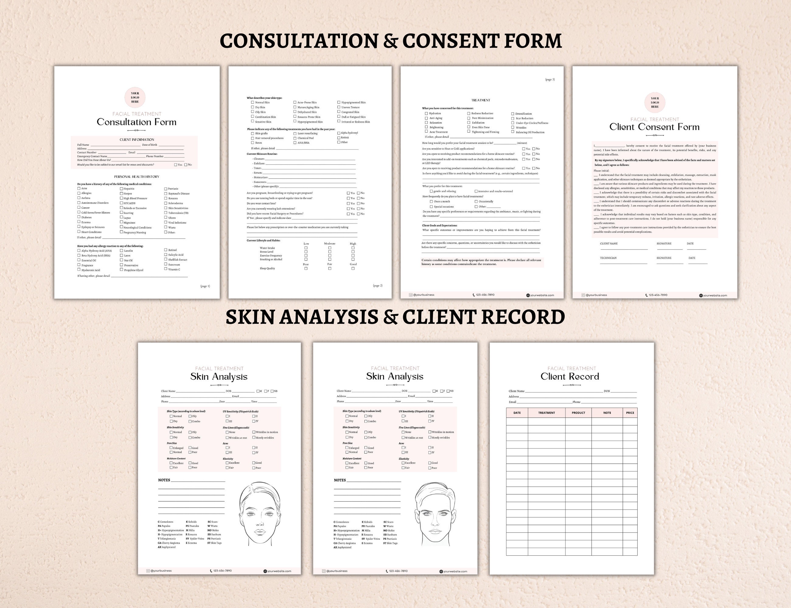 Facial Treatment Form Bundle, Printable Skincare Consent Forms ...