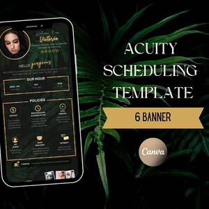 Tropical Editable Acuity Scheduling Template, Black Gold DIY Booking ...