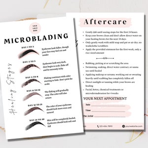 Editable Eyebrows Aftercare Card, PMU Microblading Template DIY Card ...