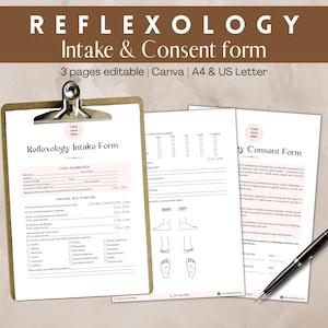 Reflexology Intake Form, Foot Massage Consultation Form, Reflexology ...