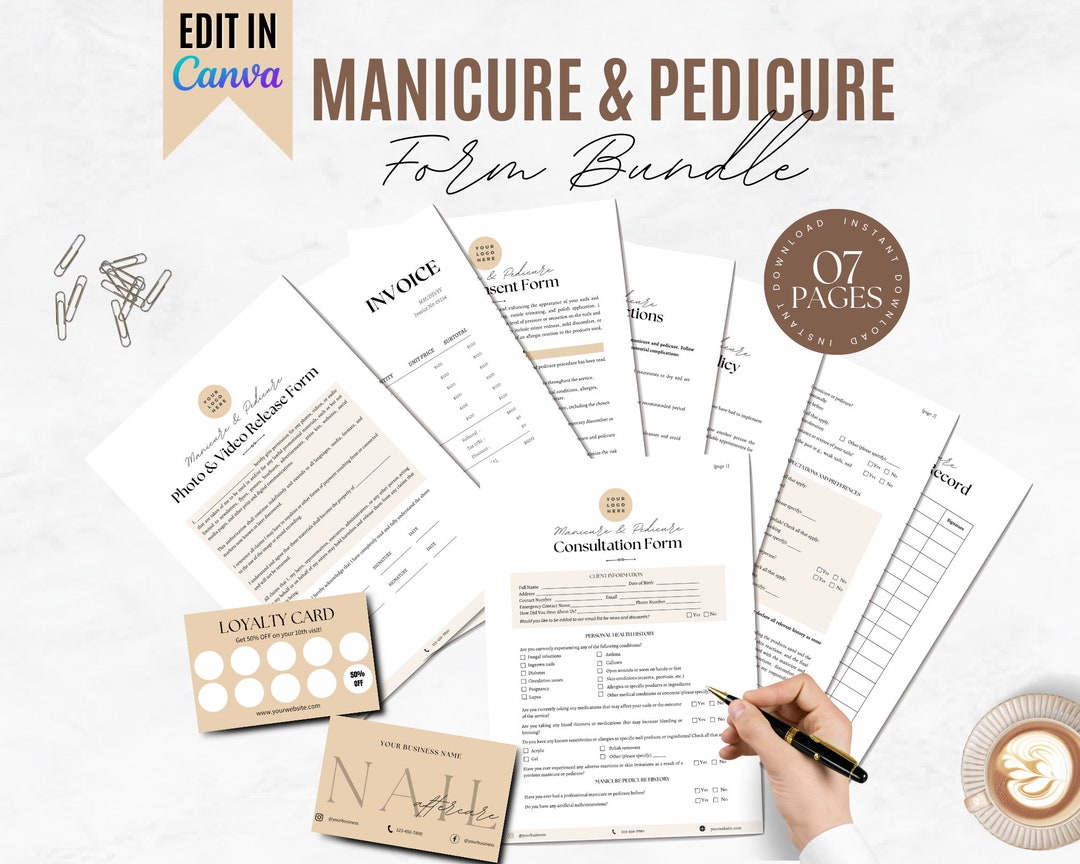 Nail Templates Manicure Pedicure Technician Nail Consent Form Nail ...