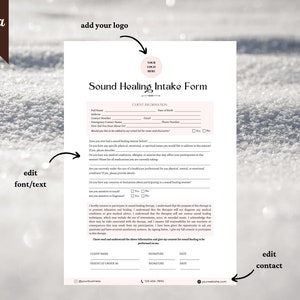 Sound Healing Intake Form, Therapy Intake Canva Templates, Energy ...