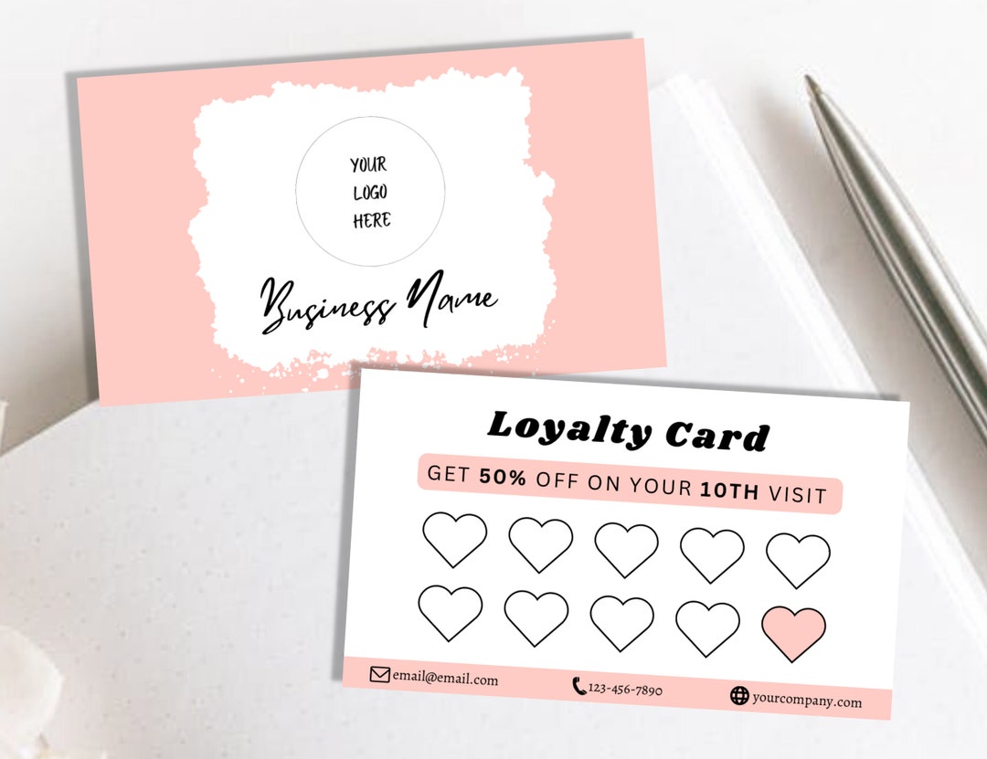 Modern Business Customer Loyalty Card Template, Editable Punch Loyalty ...