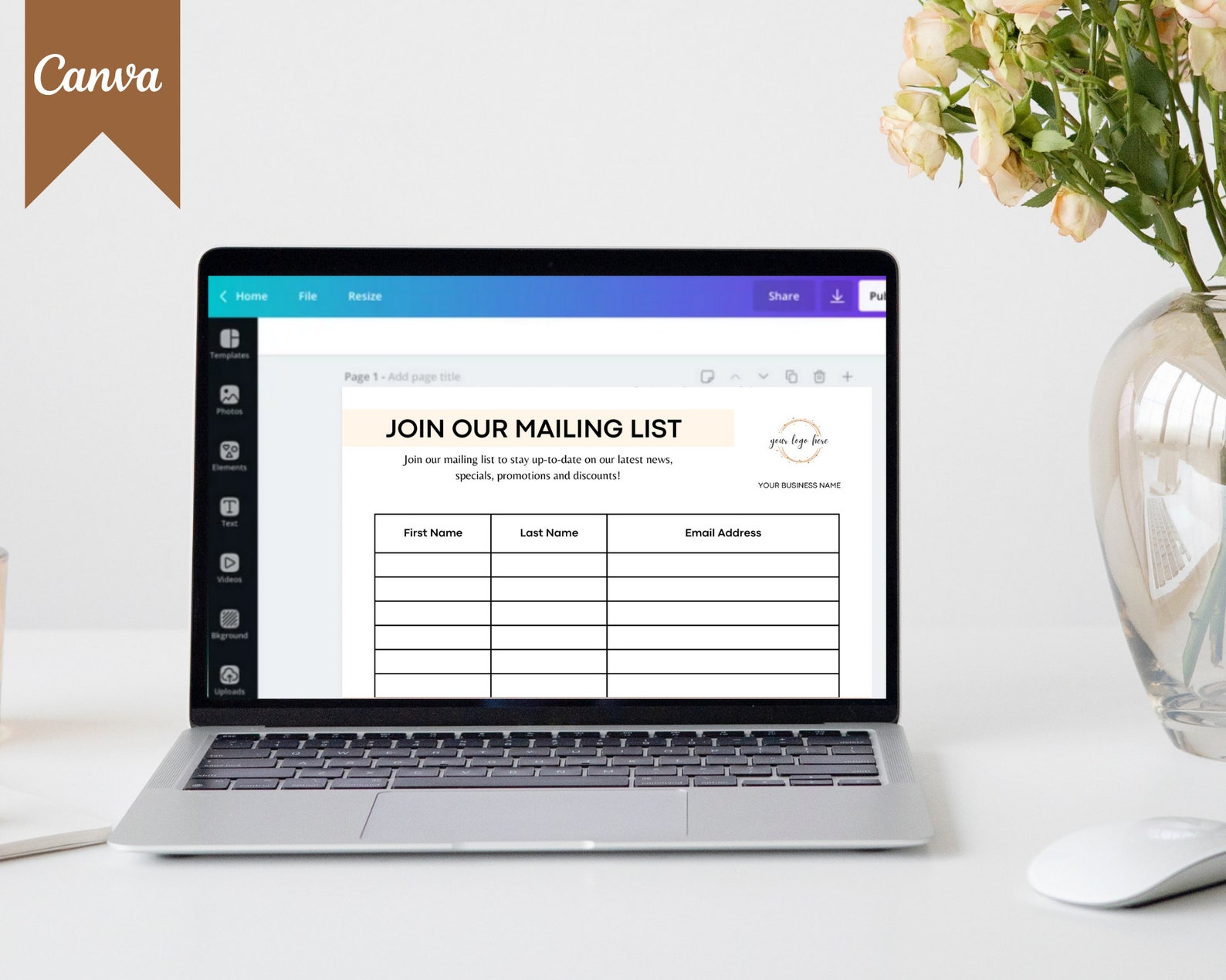 Editable Mailing List Template, Esthetician Email Address List Sign up ...