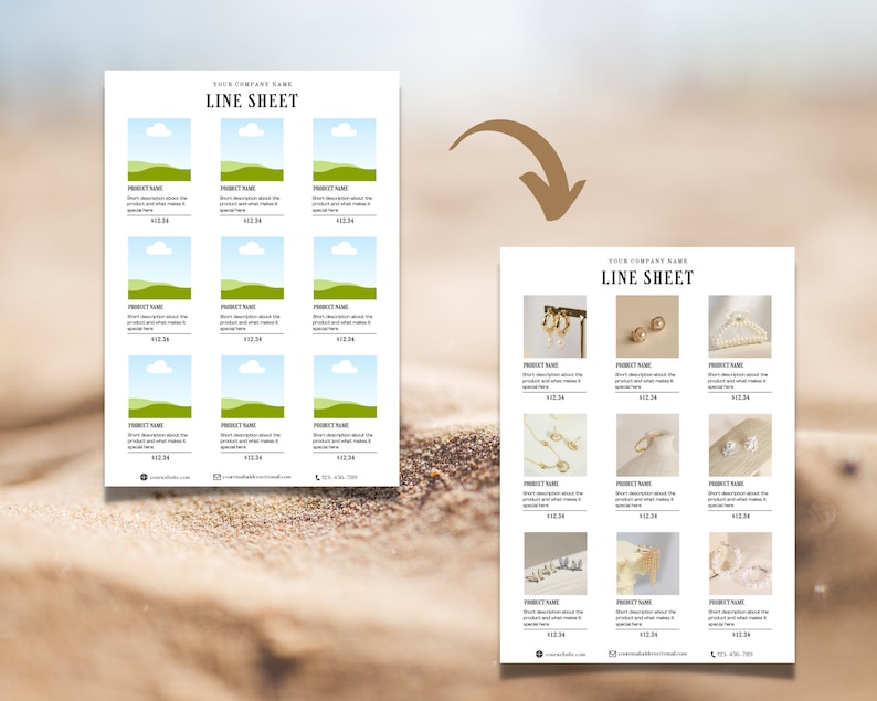 Minimal Modern Line Sheet Template Canva Editable Instant - Etsy