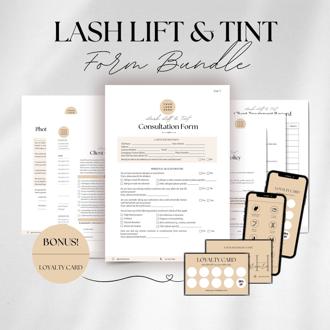 Lash Lift and Tint Form Bundle Printable Lash Lift Consent Forms ...