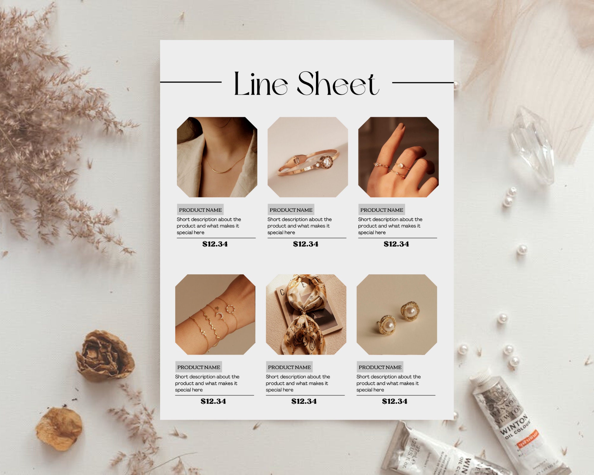 Product Catalogue, Line Sheet Template for Wholesale and Small Business ...