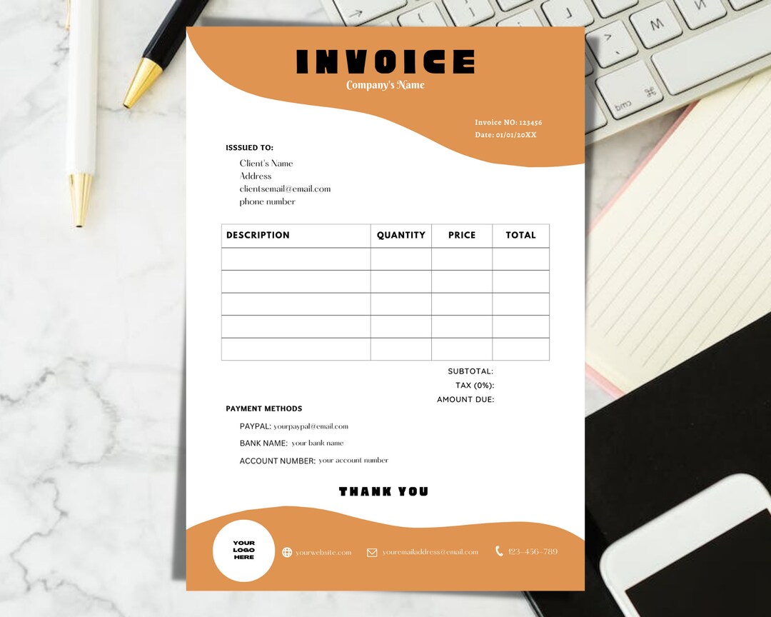 Modern Small Business Invoice Template Download | Canva Printable Order ...