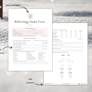 Reflexology Intake Form, Foot Massage Consultation Form, Reflexology ...