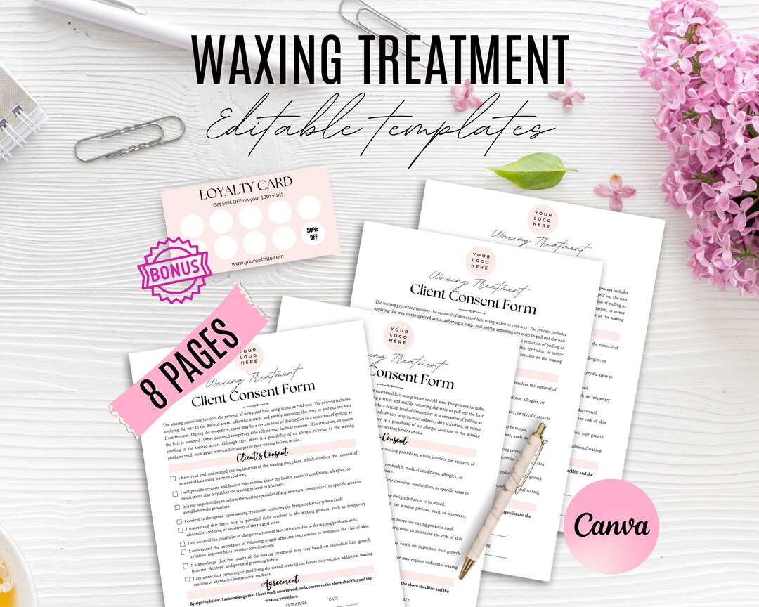 EDITABLE Waxing Treatment Forms Professional Esthetician Forms Bundle ...