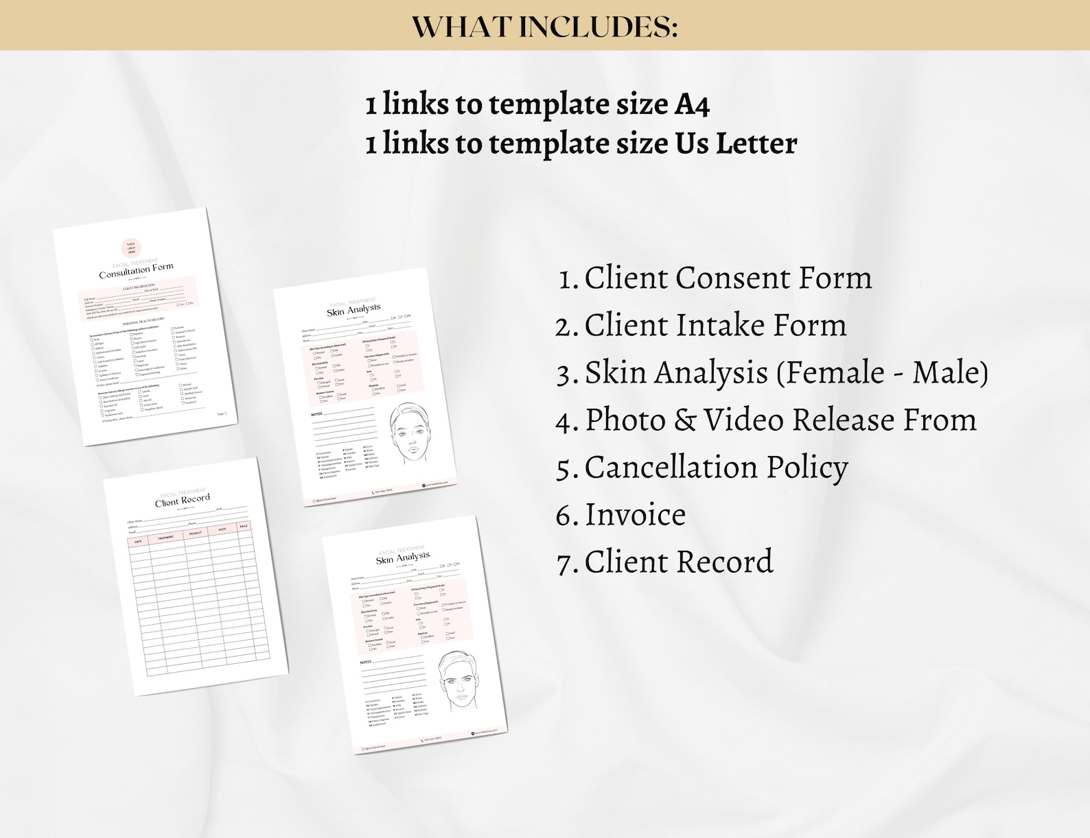 Facial Treatment Form Bundle, Printable Skincare Consent Forms ...