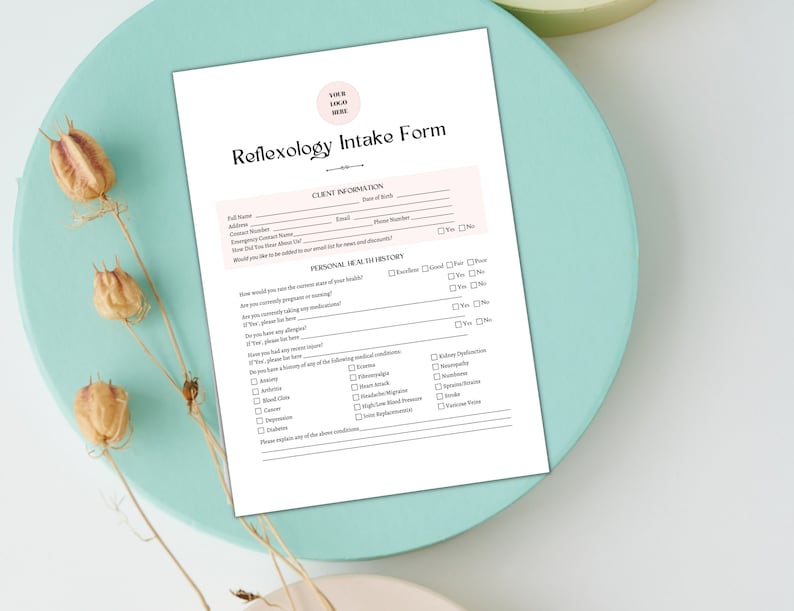 Reflexology Intake Form Foot Massage Consultation Form - Etsy Canada