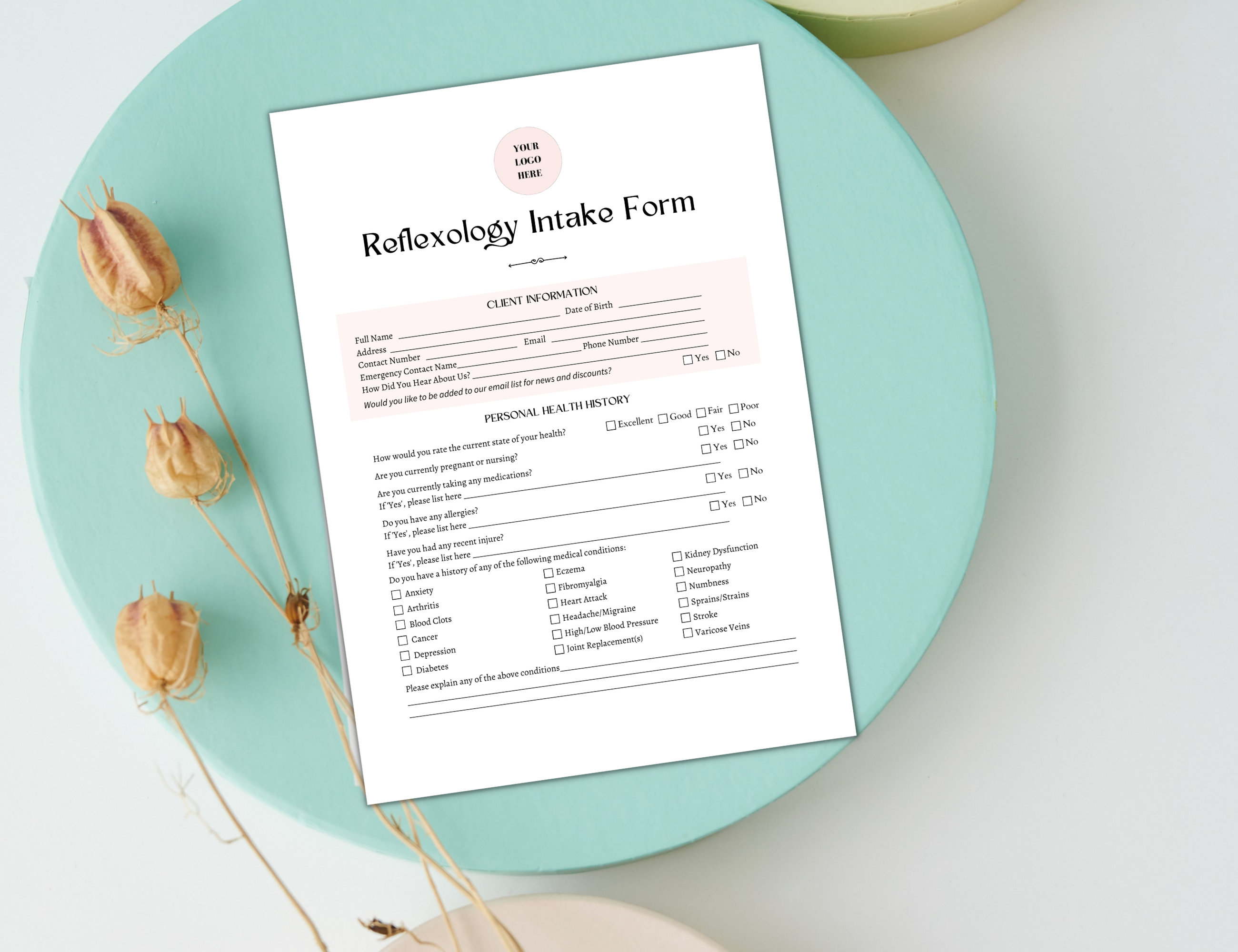 Reflexology Intake Form, Foot Massage Consultation Form, Reflexology ...