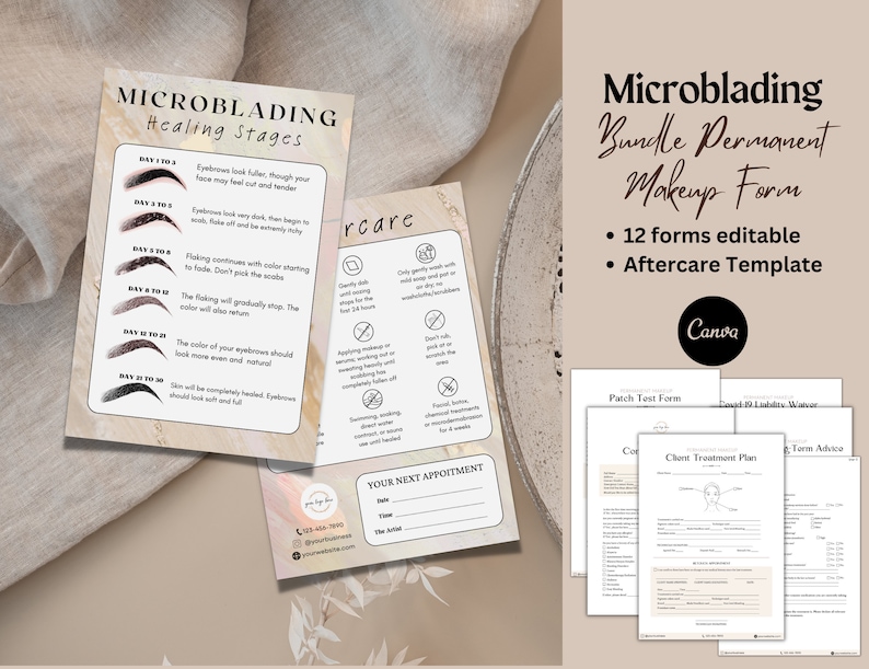 Microblading Consent Form, Microblading Aftercare Template, PMU Forms ...