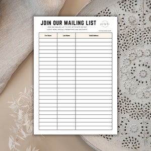 Editable Mailing List Template, Esthetician Email Address List Sign up ...
