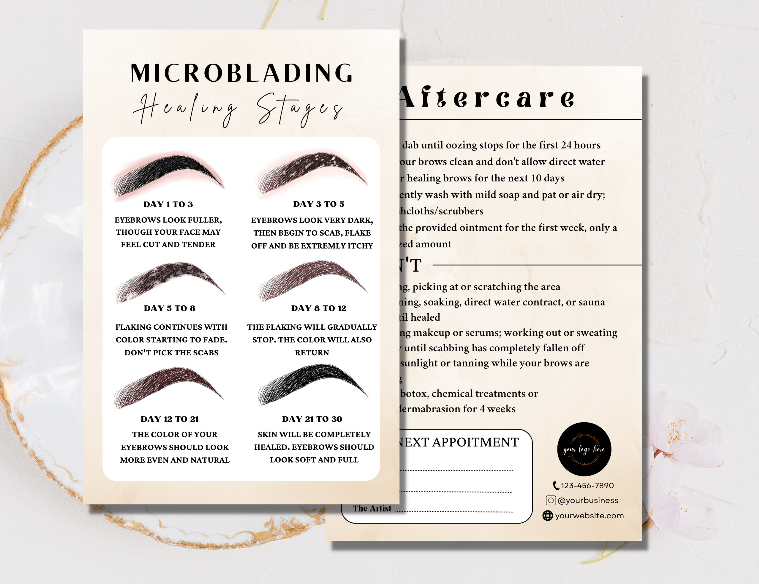 Editable Eyebrows Aftercare Card, DIY PMU Microblading Template ...
