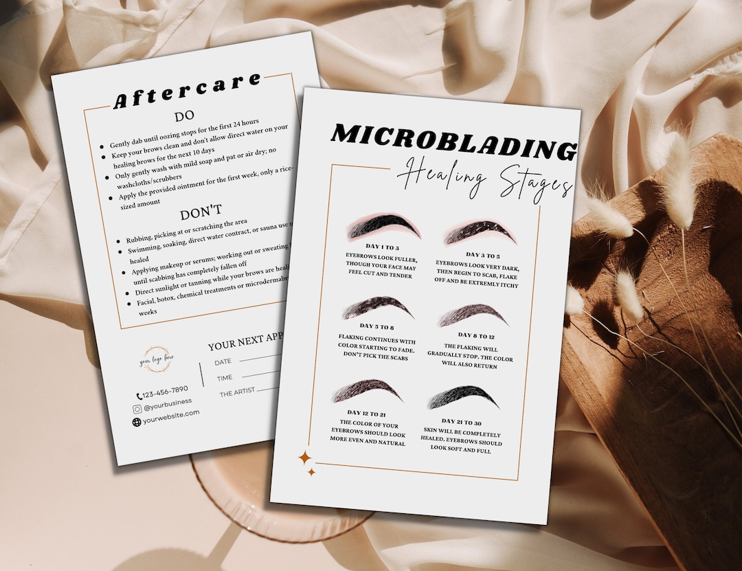 Editable Eyebrows Aftercare Card, PMU Microblading Template DIY Card ...