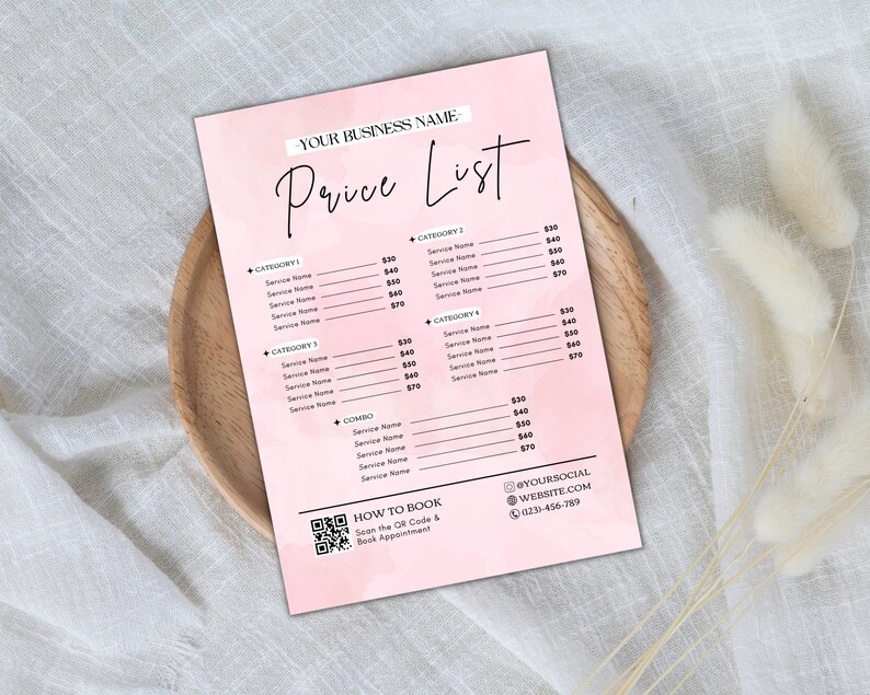 DIY Price List Template, Editable Pricing List Template Beauty Salon ...