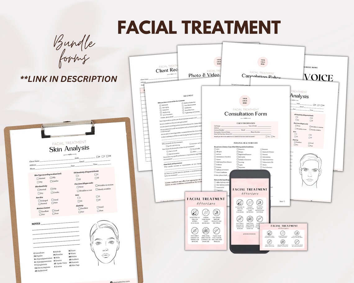Editable Facial Consultation Form, Facial Treatment Form Bundle ...