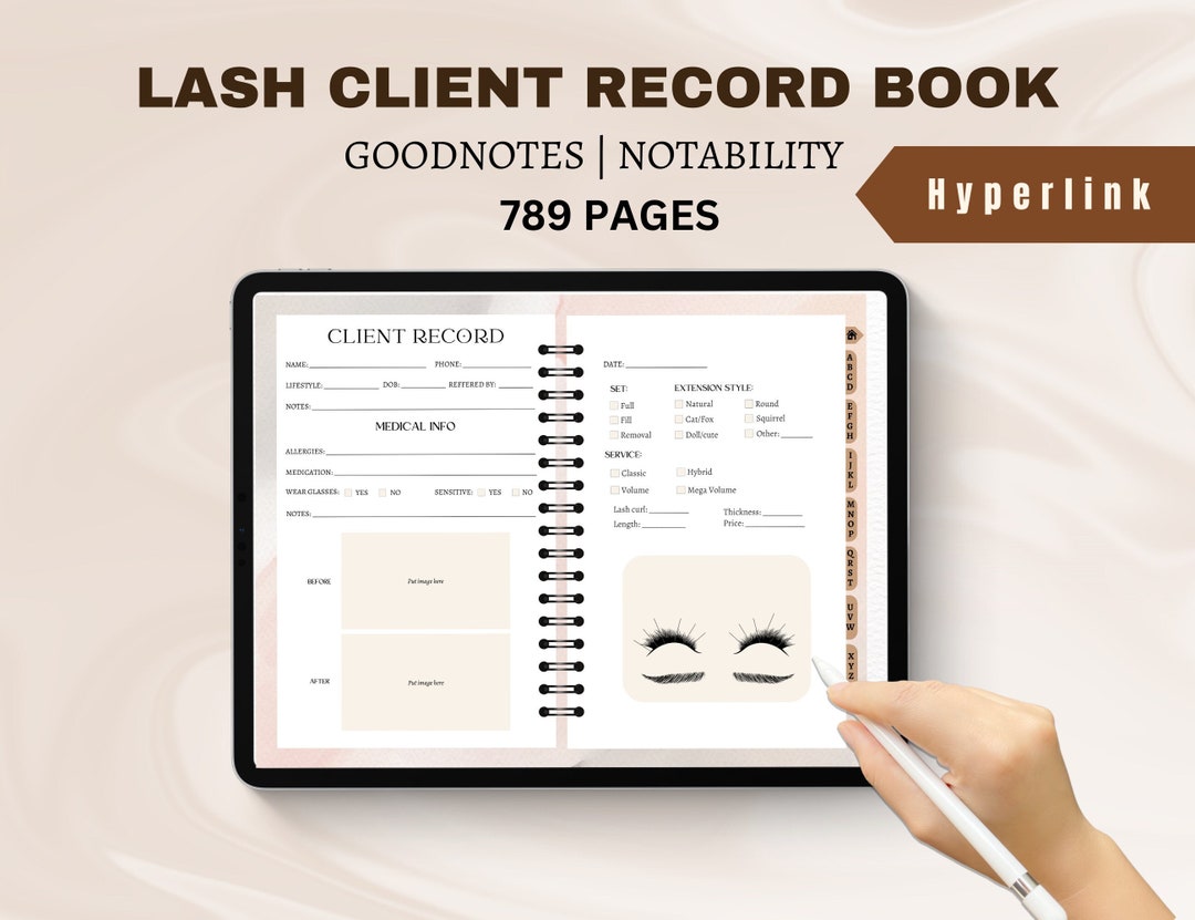 HYPERLINK Digital Lash Client Record Book Goodnotes | Notability ...