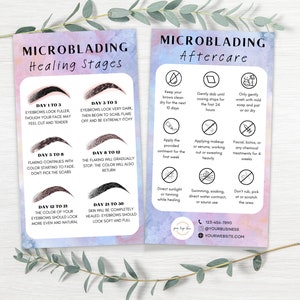 Editable Microblading Aftercare Card, Eyebrows Tattoo, PMU Template ...