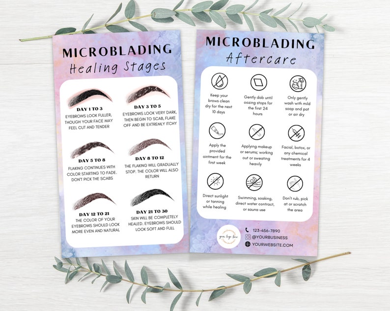 Editable Microblading Aftercare Card Eyebrows Tattoo PMU - Etsy
