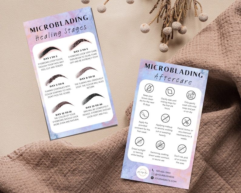 Editable Microblading Aftercare Card, Eyebrows Tattoo, PMU Template ...