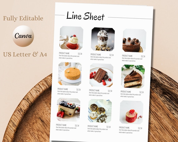 Product Catalogue Line Sheet Template for Wholesale and Small - Etsy
