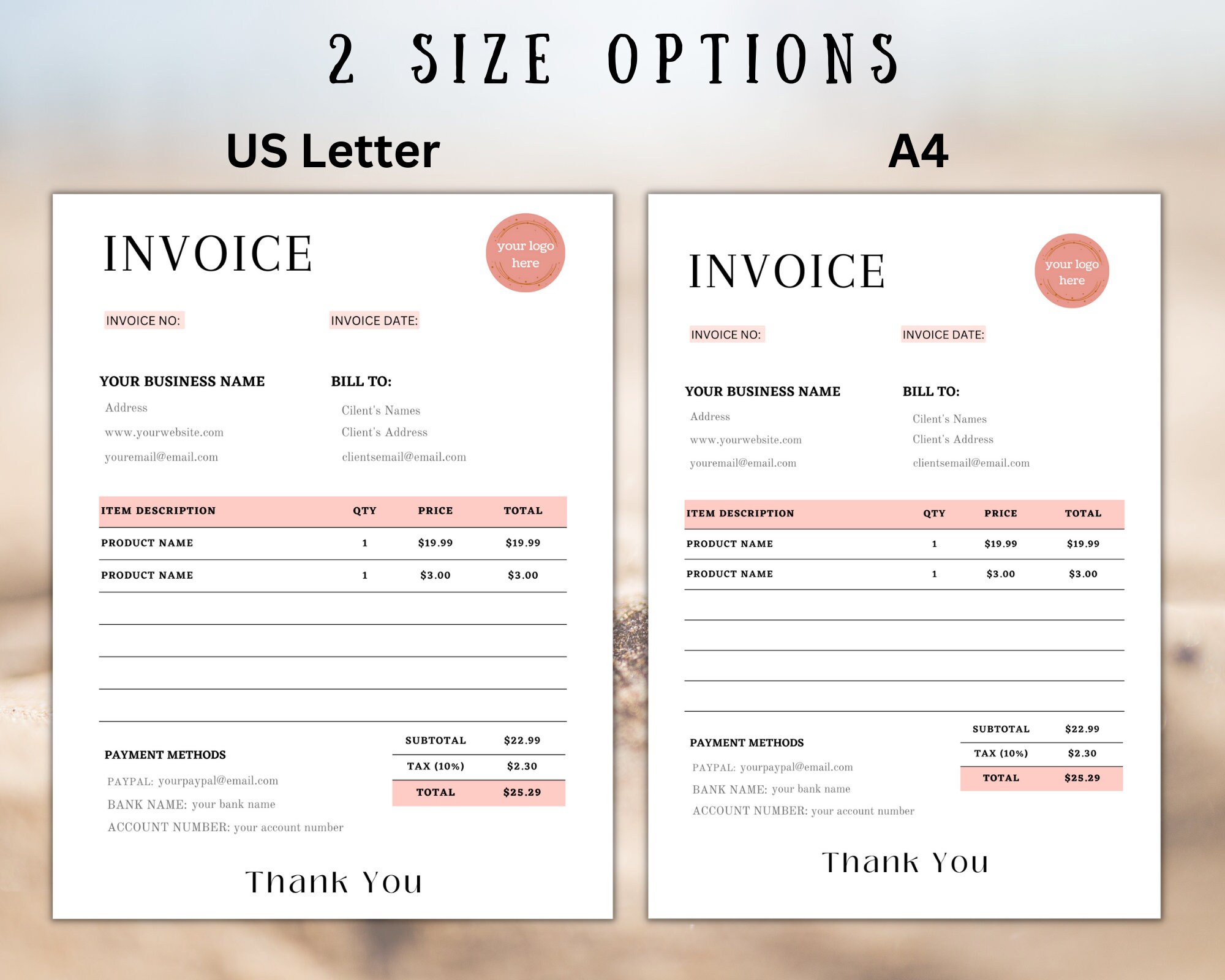 Modern Editable Invoice Template Wholesale Order Form Canva - Etsy