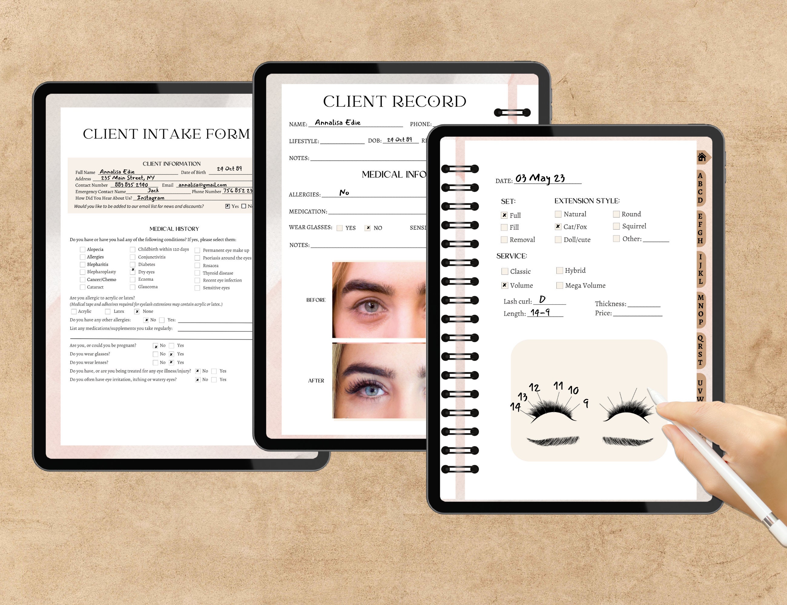 HYPERLINK Digital Lash Client Record Book Goodnotes Notability, Eyelash ...