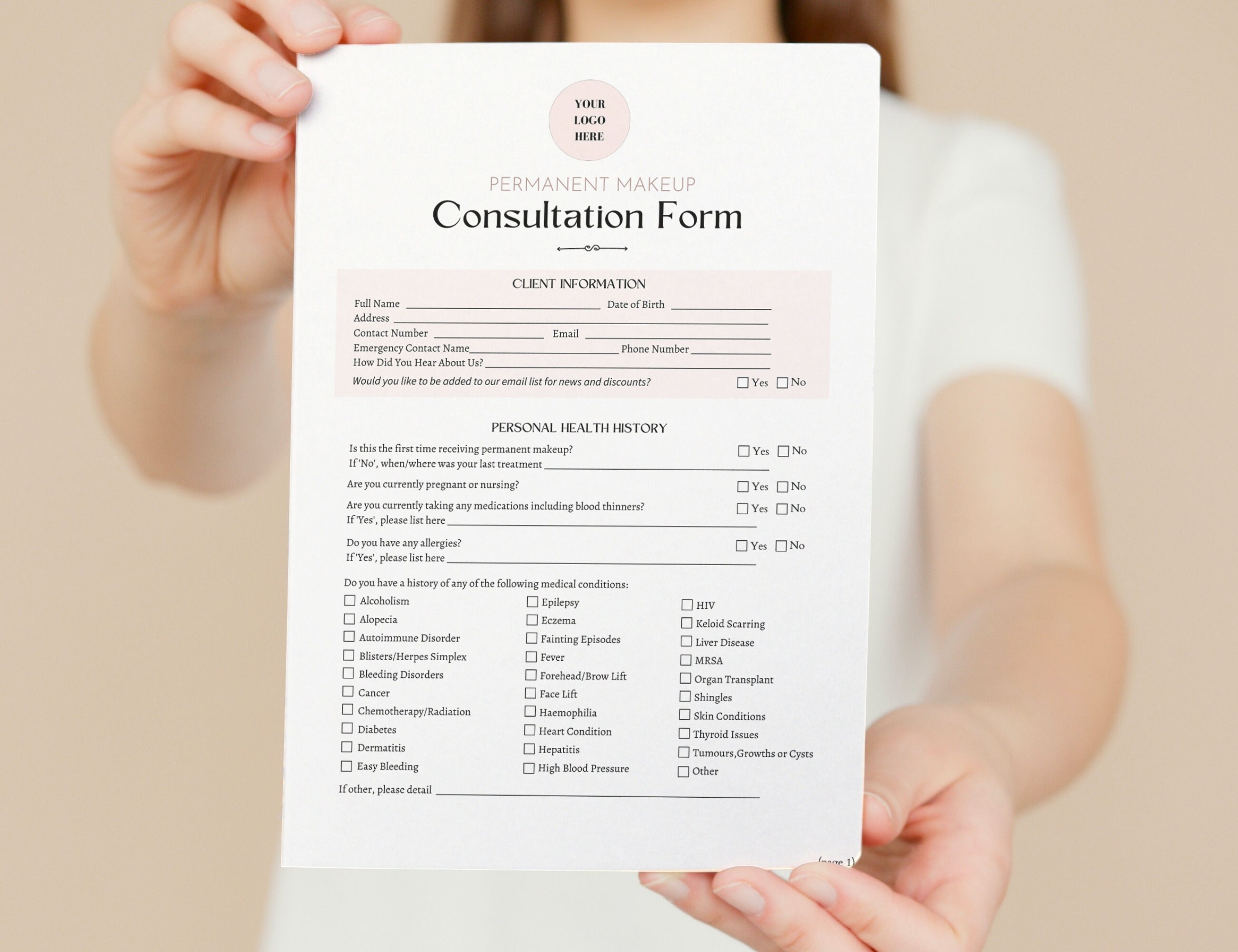 Bundle Microblading Consent Form, Ombre Powder Eyebrows Consultation ...