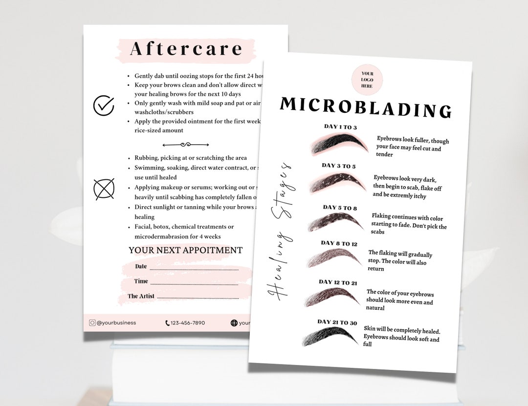 Editable Eyebrows Aftercare Card, PMU Microblading Template DIY Card ...