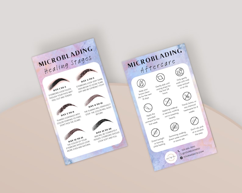 Editable Microblading Aftercare Card, Eyebrows Tattoo, PMU Template ...